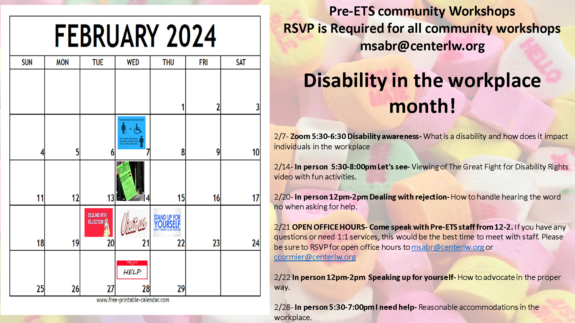 Pre-ETS February 2024 Calendar - Center for Living & Working