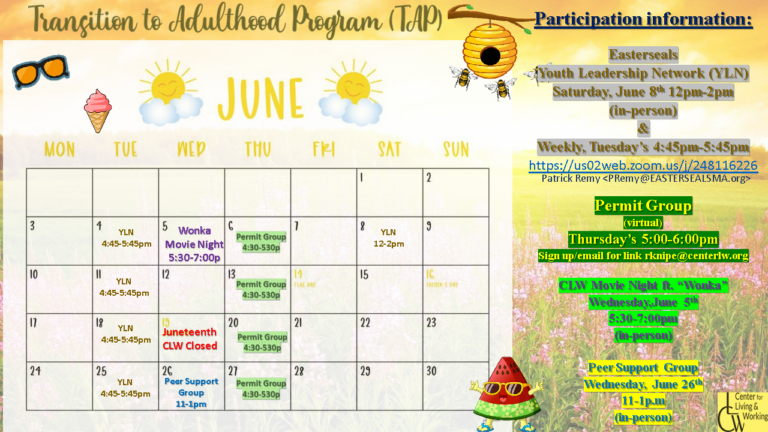 TAP June 2024 Calendar - Center for Living & Working